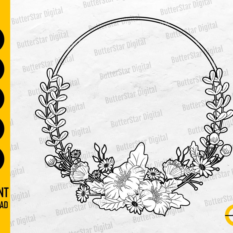 Floral Wreath Decal - Etsy