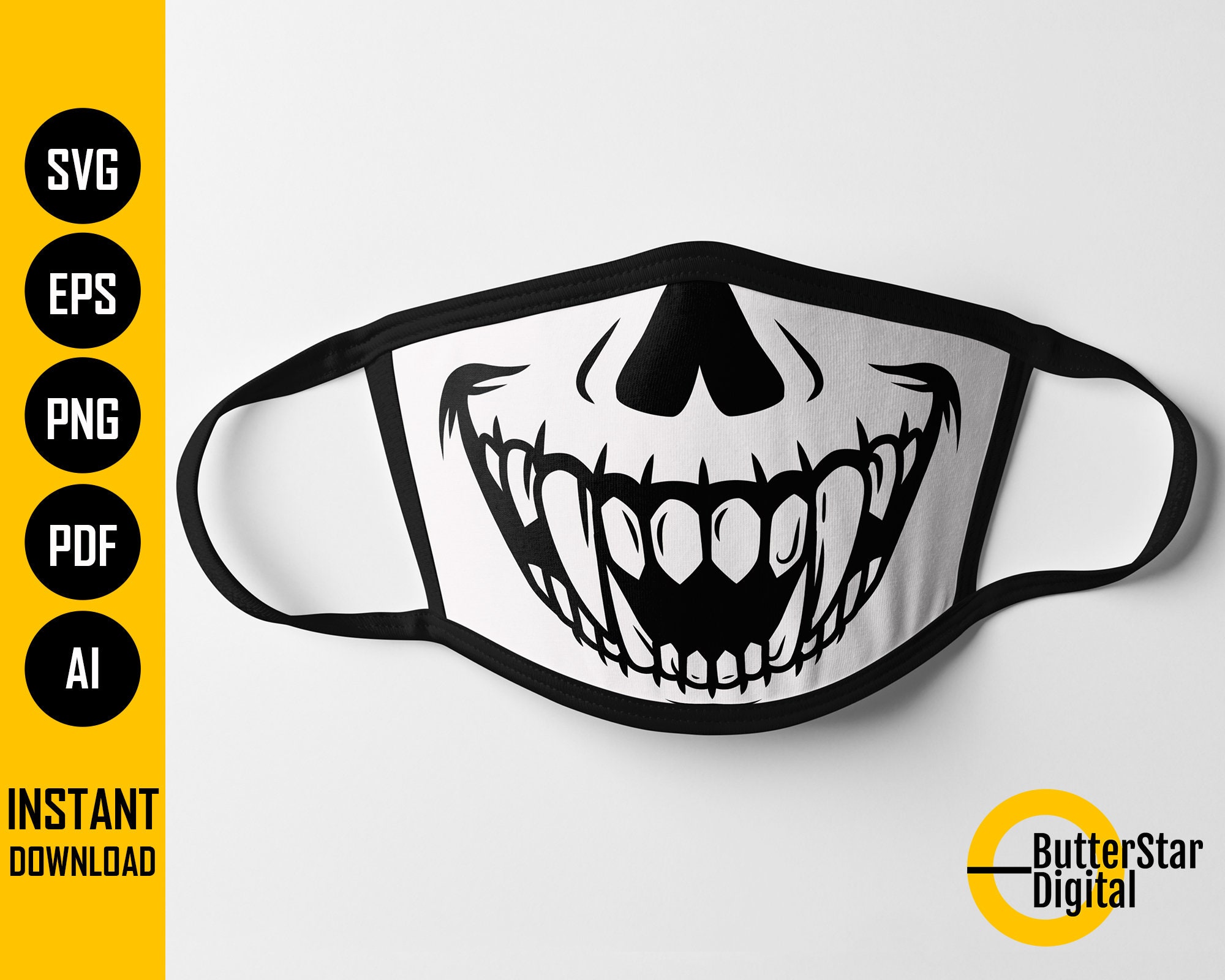 Fangs BUNDLE Face Mask SVG Scary Horrifying Teeth Facemask - Etsy