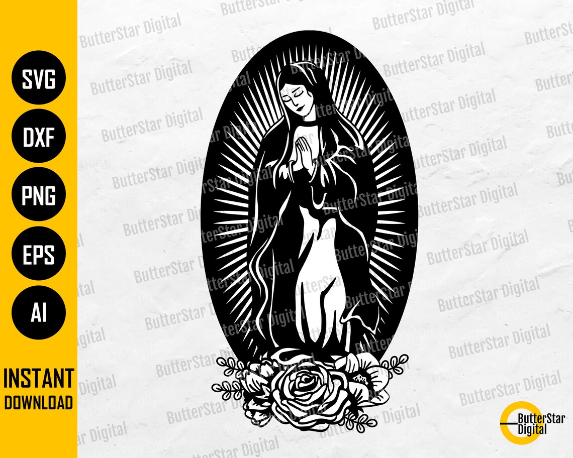 Floral Virgin Mary SVG Mary Mother of God SVG Virgen De - Etsy
