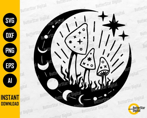 Mushroom Moon SVG Celestial SVG Mystical SVG Boho Svg - Etsy