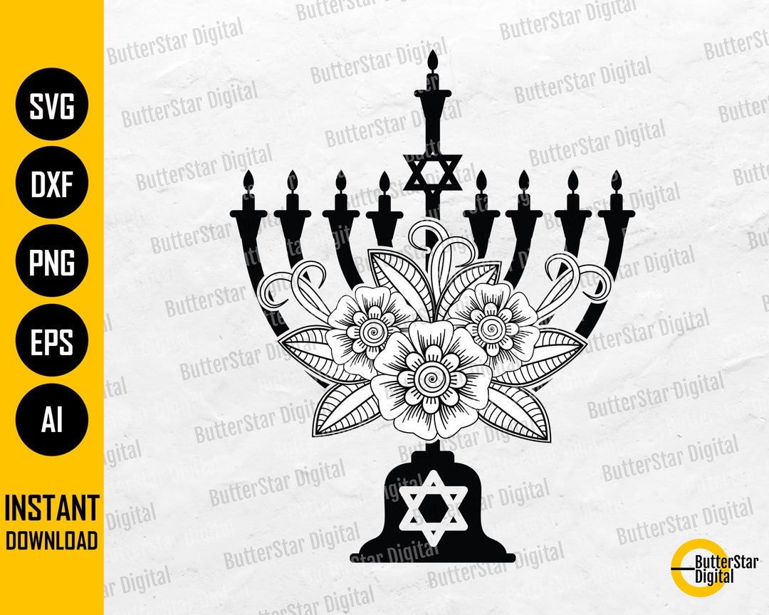 Floral Menorah SVG | Hanukkah SVG | Chanukah Jewish Holiday Celebration ...