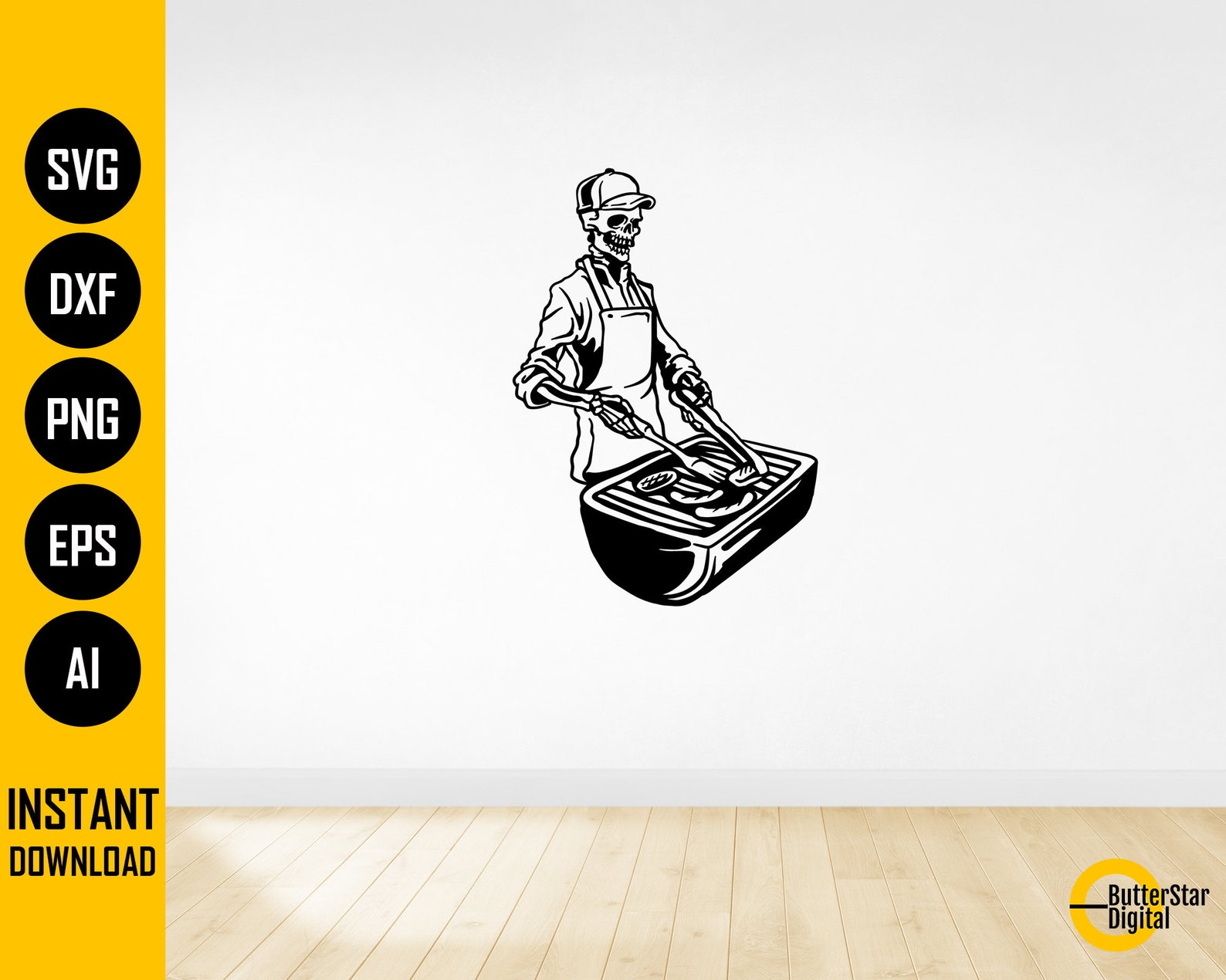 Skeleton Grilling SVG BBQ SVG Cooking T-shirt Decal - Etsy