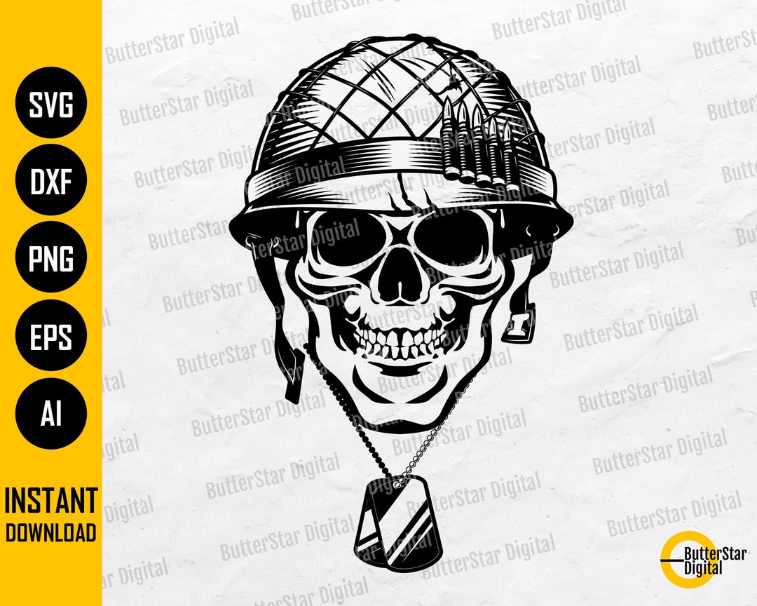 Soldier Skull SVG | US Military | Army War Veteran Hero | Bullet Helmet ...