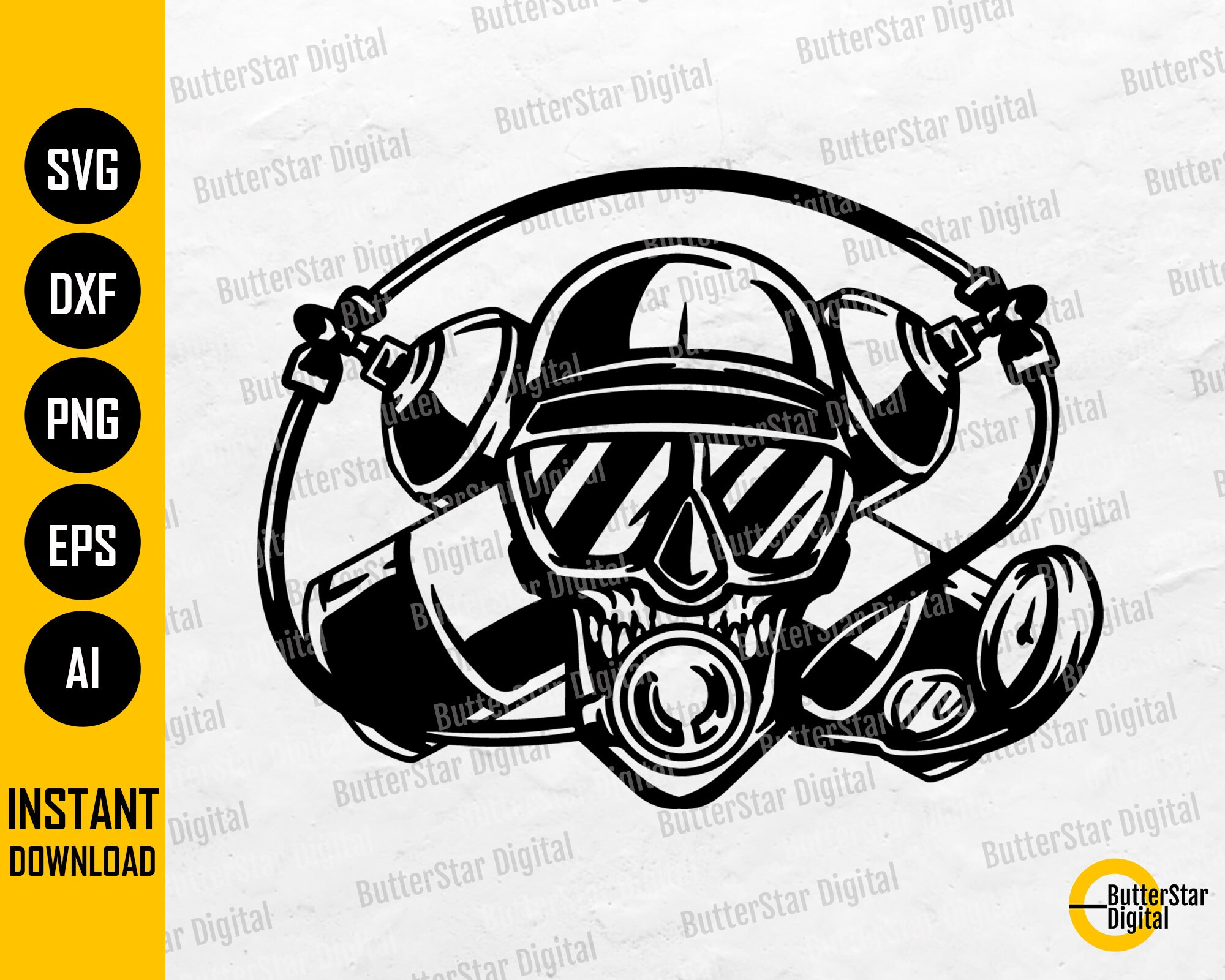Scuba Diver Skull SVG | Diving SVG | Dive Gear Skeleton Underwater ...
