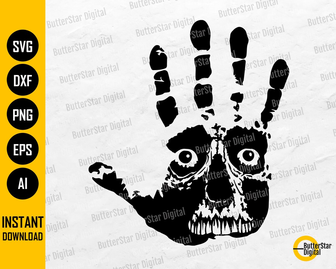 Teschio Handprint SVG / Stampa a mano SVG / T-shirt horror Decal Tattoo ...