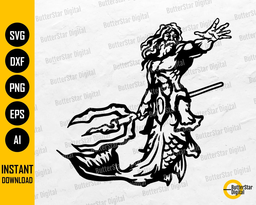 Poseidon SVG | Neptune SVG | Ocean SVG | Greek Roman Sea God Myth Titan ...