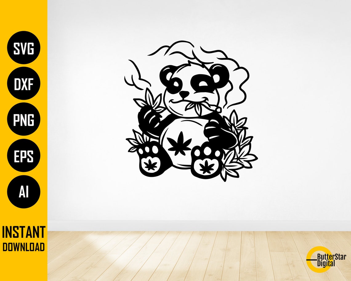 Smoking Panda SVG | Cannabis Bear SVG | Funny Stoner Animal Smoke Weed ...