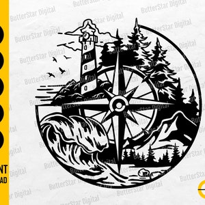 Lighthouse Compass SVG | Fisherman SVG | Lighthouse SVG | Cricut Cut ...