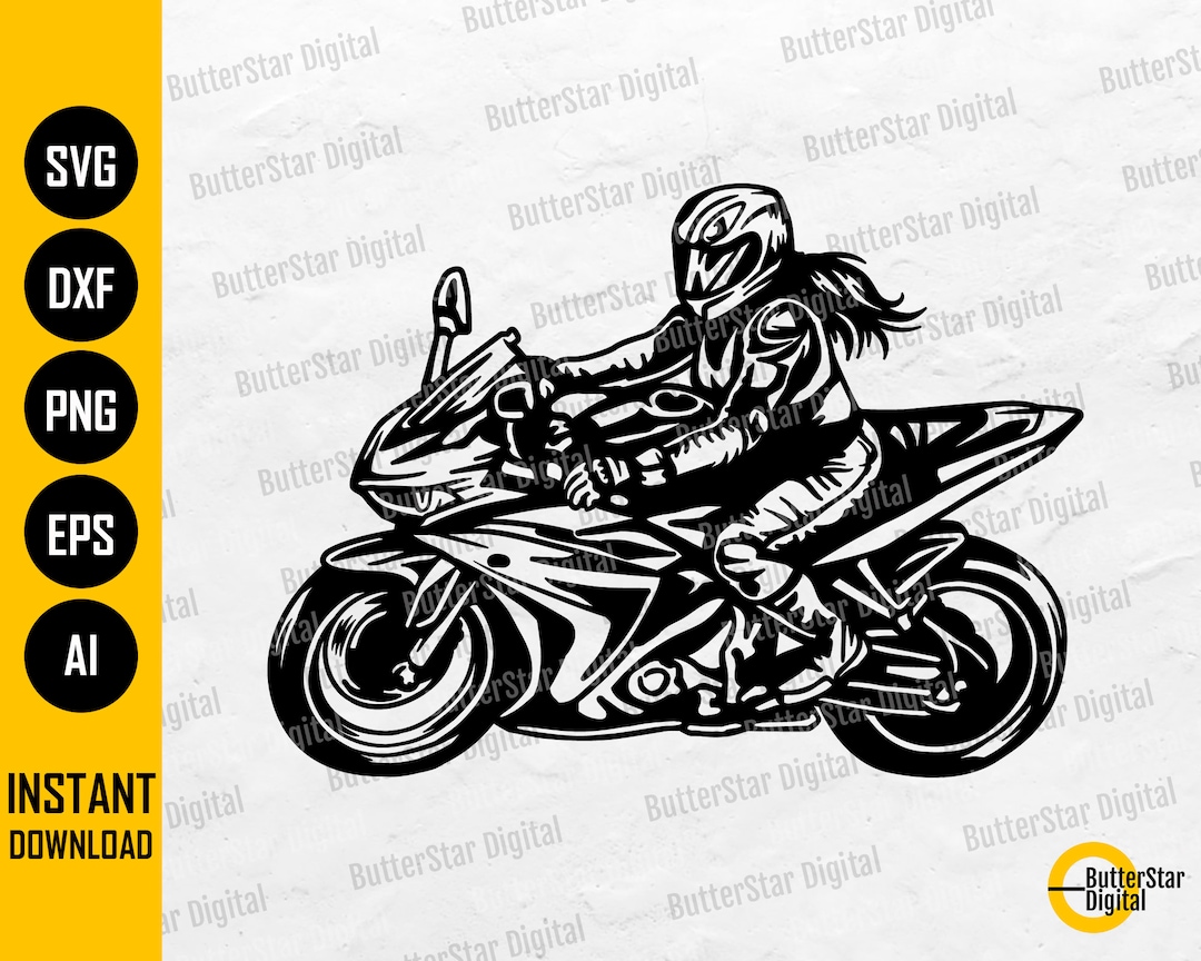 Lady Biker SVG | Super Bike SVG | Sports Riding Rider Road Motorbike ...