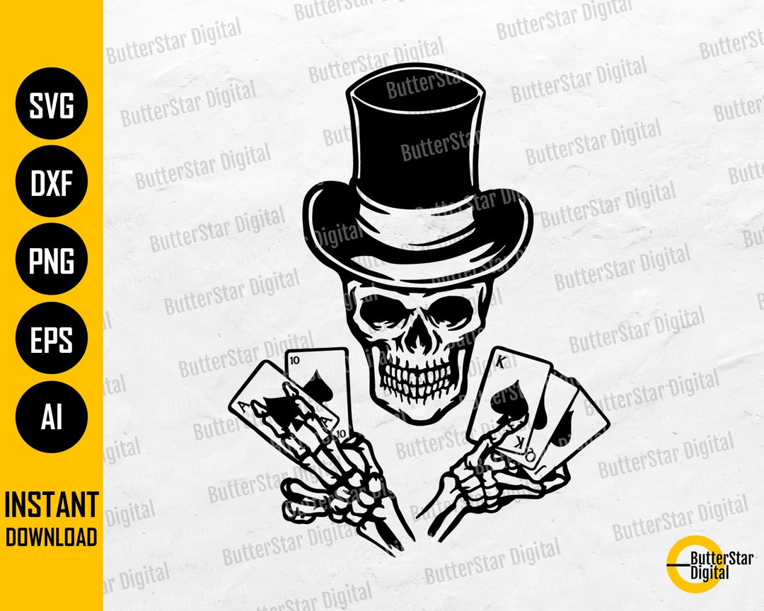 Royal Flush Skull SVG | Playing Cards Decal Vinyl T-shirt Tattoo ...