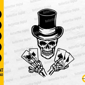 Royal Flush Skull SVG | Playing Cards Decal Vinyl T-shirt Tattoo ...