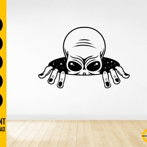 Peeking Alien SVG | UFO Space Extraterrestrial Monster Universe Stars ...