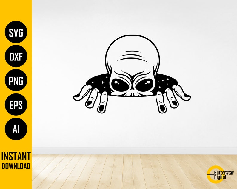 Peeking Alien SVG | UFO Space Extraterrestrial Monster Universe Stars ...