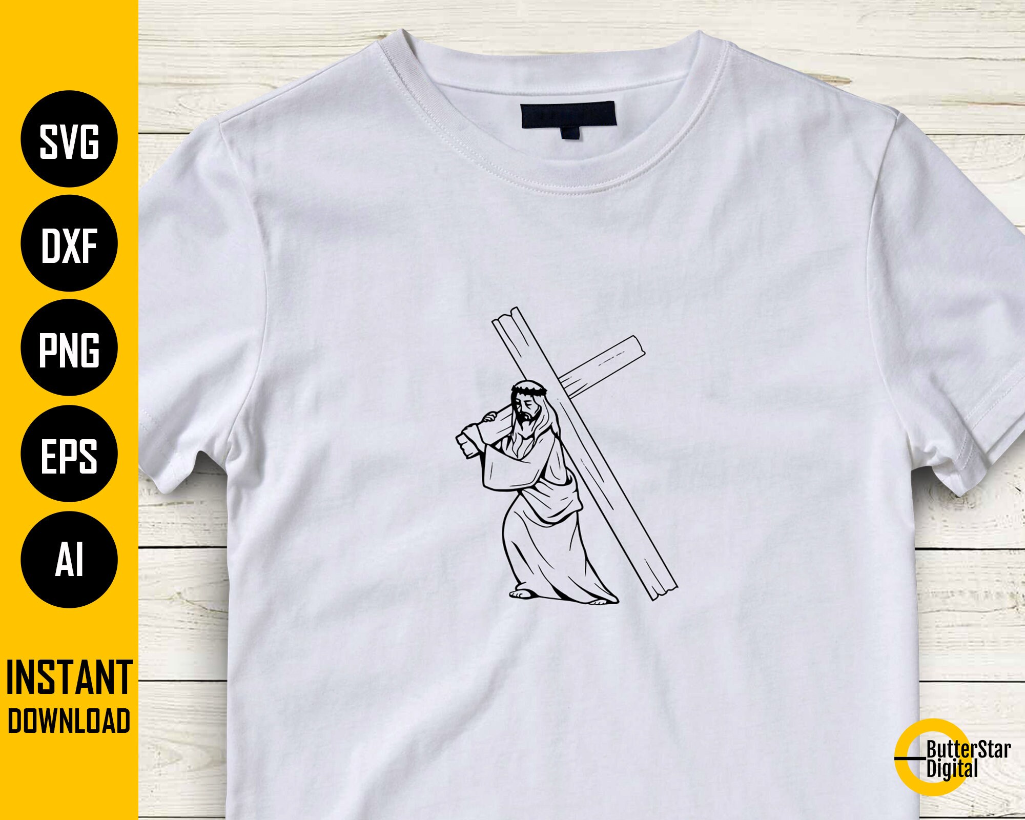 Jesús lleva cruz SVG / Crucifixión SVG / Calcomanías de fe cristiana ...