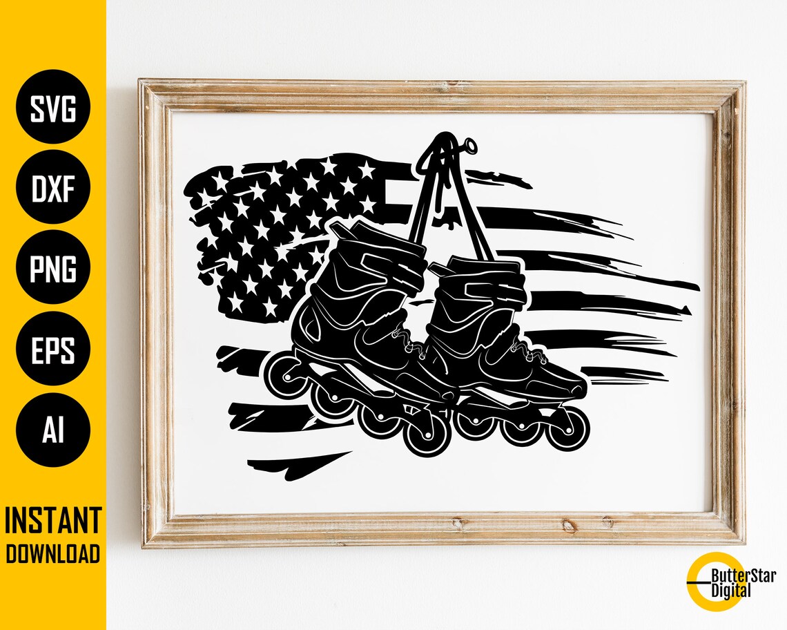 US Roller Blades SVG | American Inline Skates SVG Decal T-shirt ...