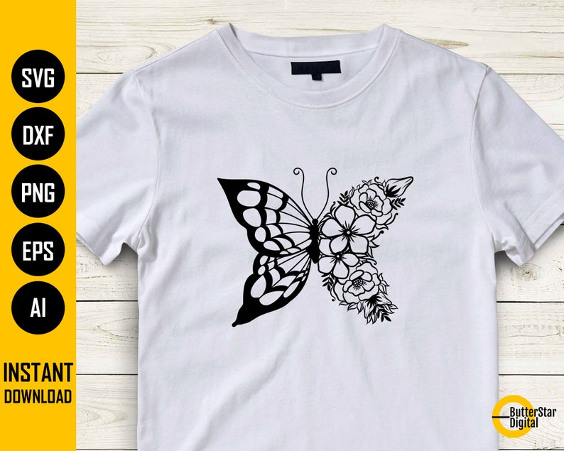 Floral Butterfly SVG Flower Wing SVG Floral Insect SVG - Etsy