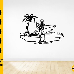 Surfer Skeleton SVG | Dead Summer Skull SVG | Beach Decal T-shirt ...