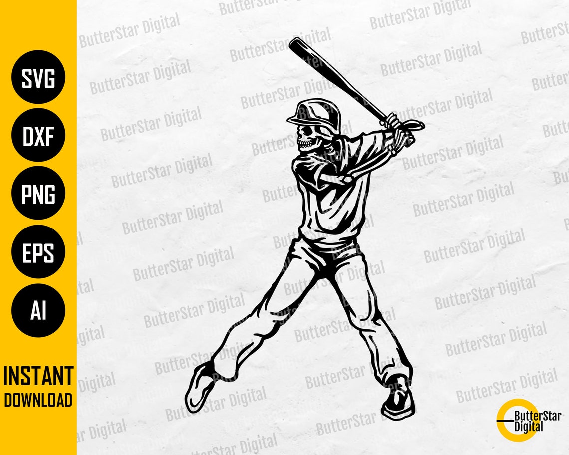 Baseball Skeleton SVG | Batter SVG | Sports T-shirt Sticker Decal Vinyl ...