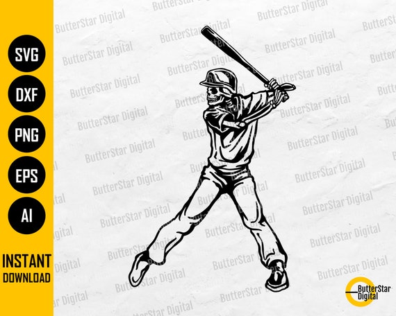 Baseball Skeleton SVG Batter SVG Sports T-shirt Sticker | Etsy