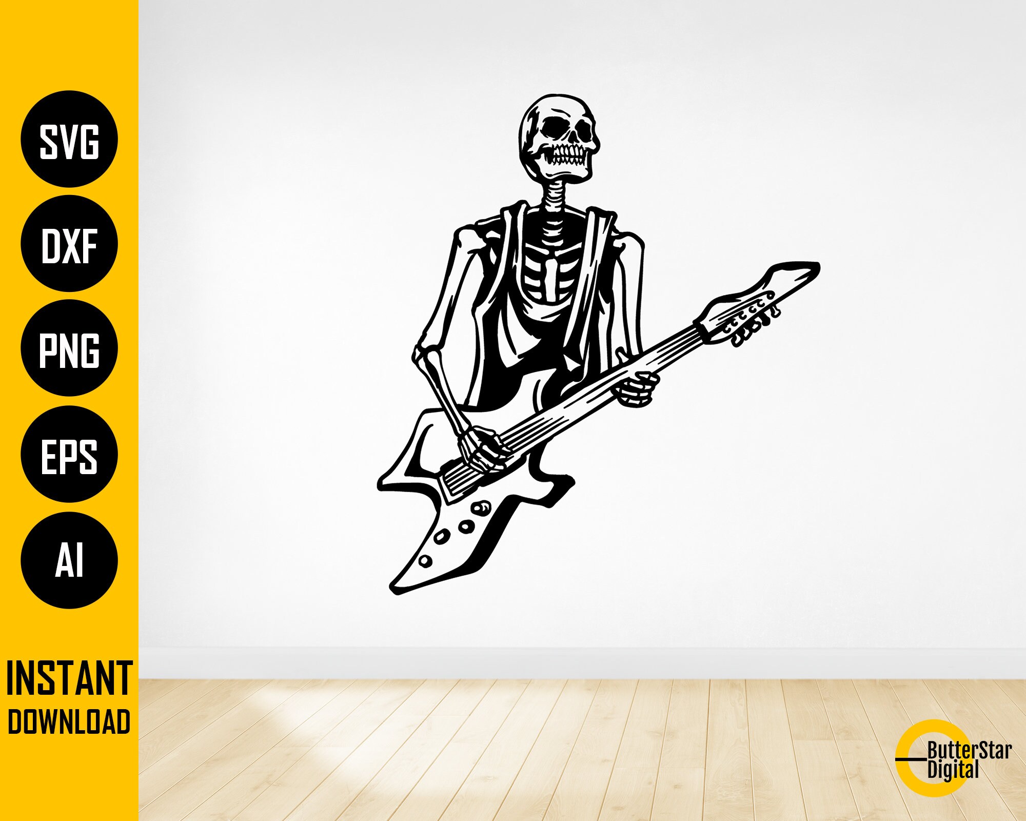 Guitarrista Skeleton SVG / Punk Rock SVG / Guitarra SVG / - Etsy México