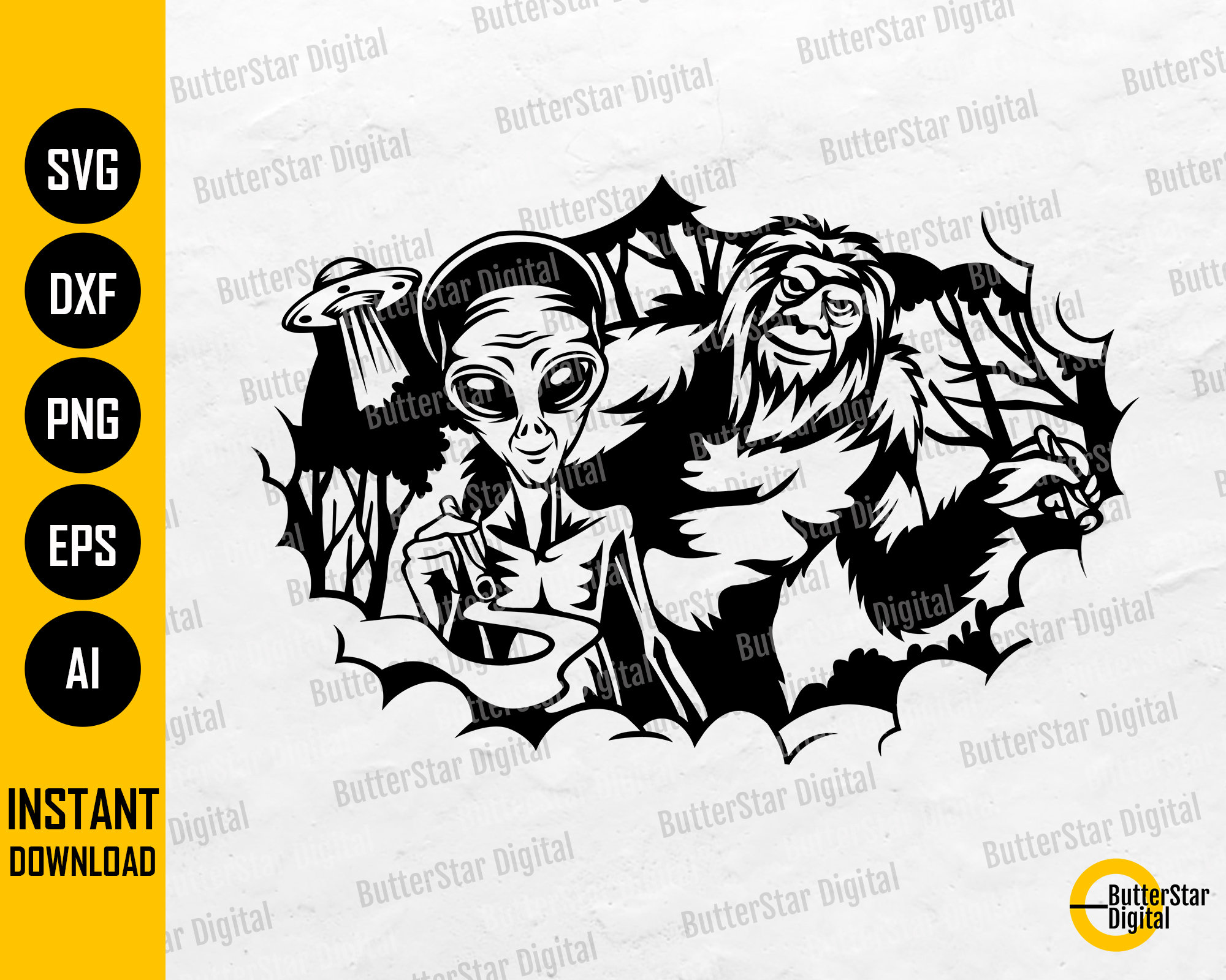 Alien & Bigfoot Smoking Weed SVG Smoke Marijuana SVG 420 - Etsy