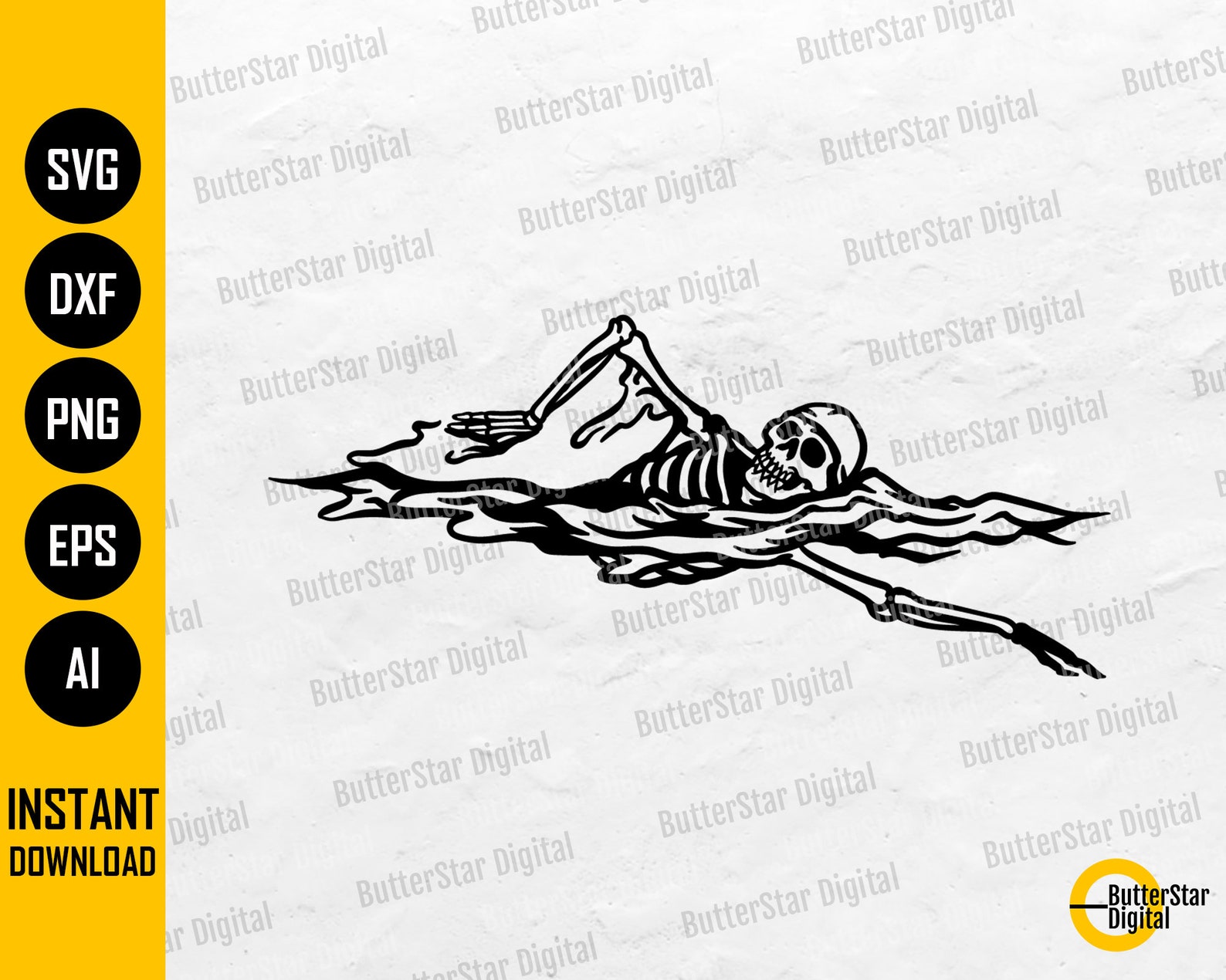 Swimming Skeleton SVG | Swimmer SVG | Ocean Pool Dive Diver Diving ...