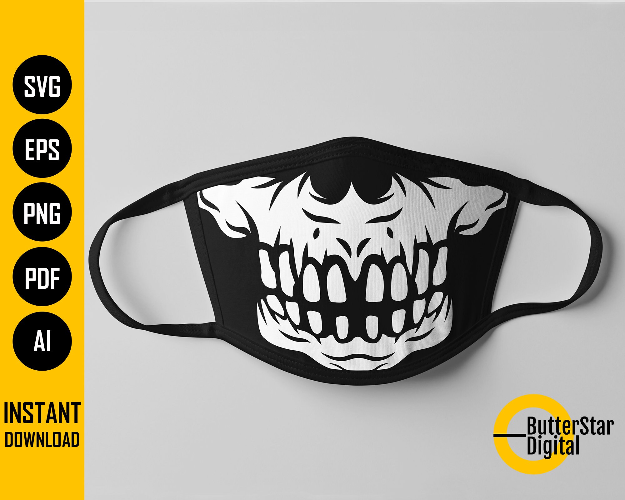 Skull BUNDLE Face Mask SVG | Skeleton Facemask | Bones Mouth Covering ...
