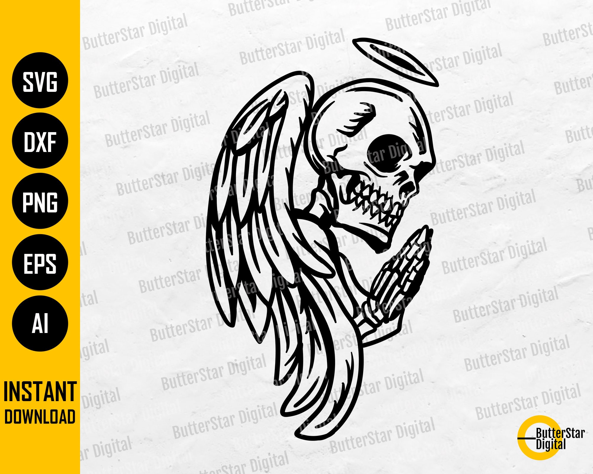 Skeleton Angel SVG | Heaven SVG | Skull SVG | Graveyard Death Soul ...