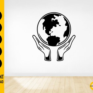 Hands With Globe SVG | Planet Earth Decal T-shirt Vinyl Stencil ...