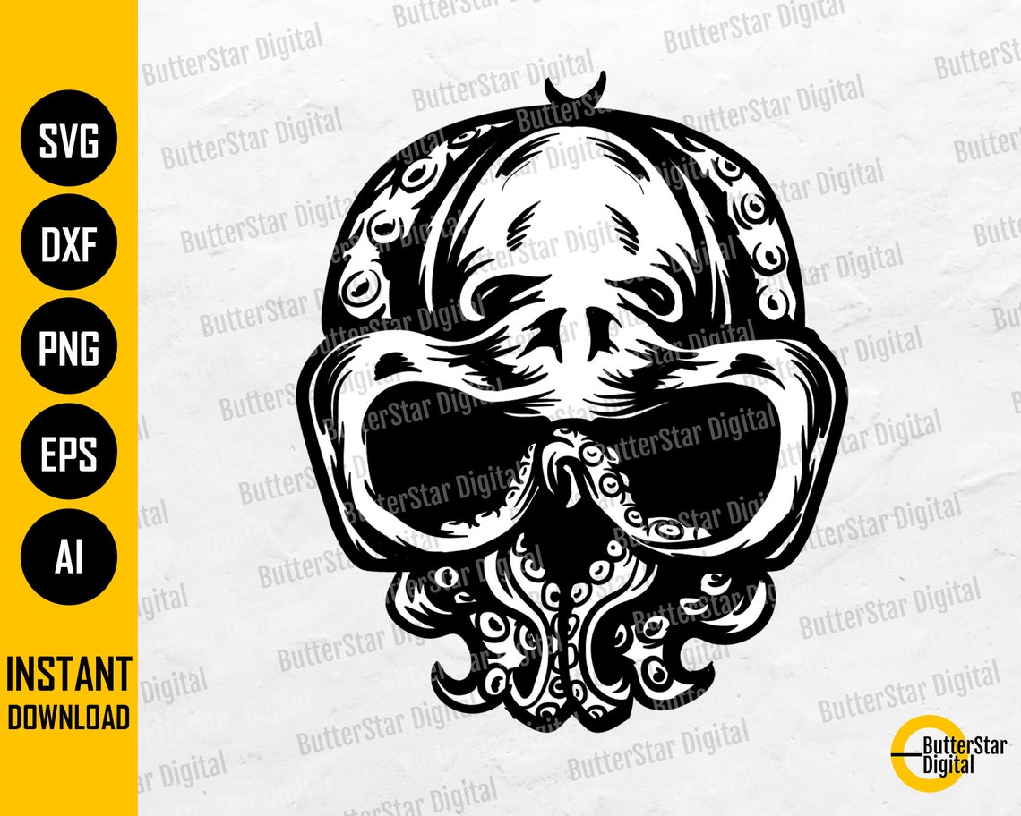 Octopus Skull SVG Octopus SVG File Tentacles SVG Cricut - Etsy