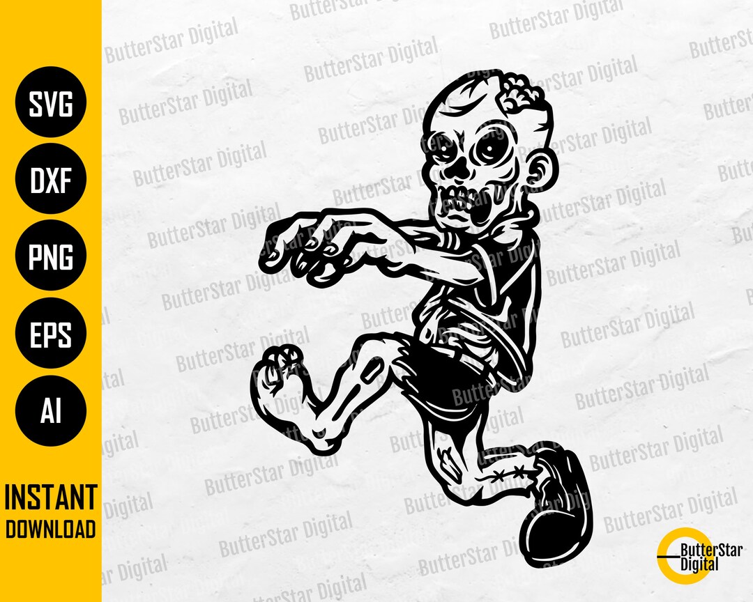 Cute Running Zombie SVG | Horror SVG | Scary Monster Decal T-shirt ...