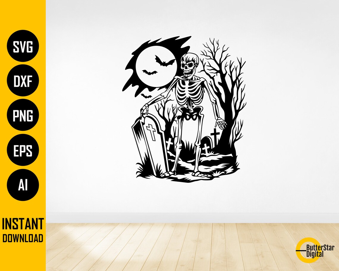 Graveyard Skeleton SVG Zombie SVG Horror T-shirt Decal - Etsy