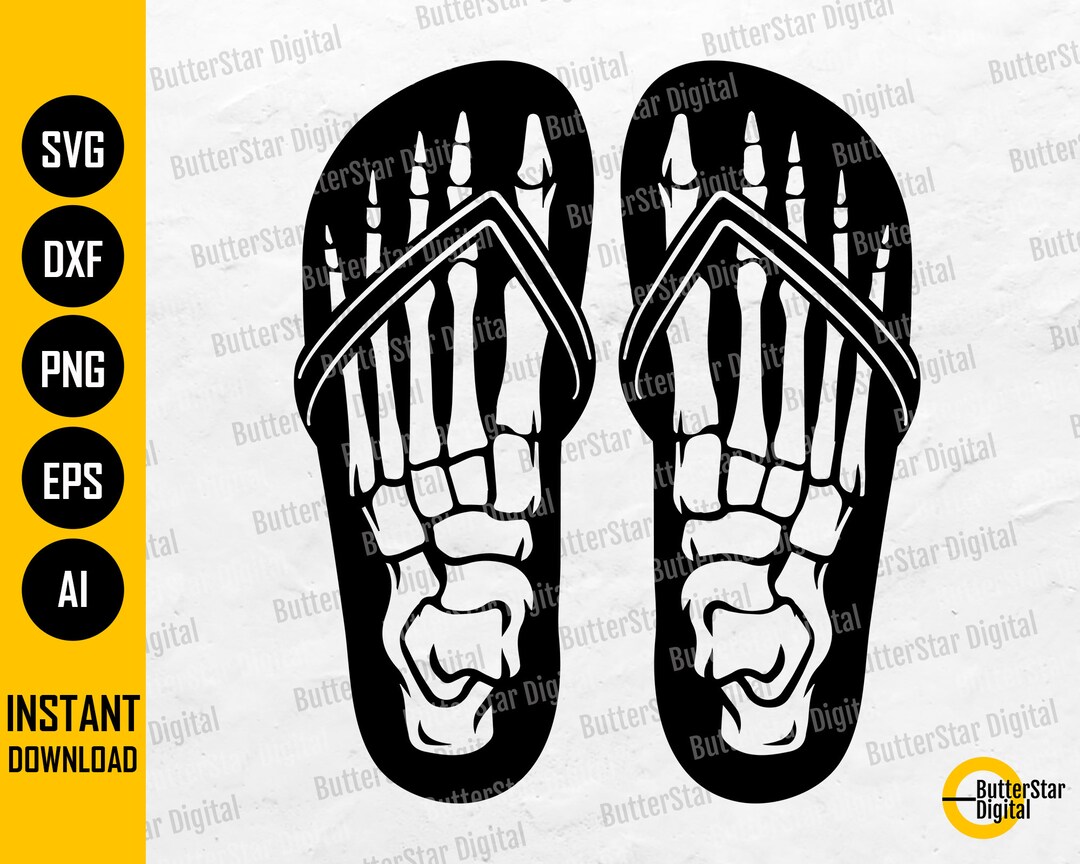 Skeleton Feet in Flip Flops SVG | Ankle Leg Knee Bones Skeletal Body ...