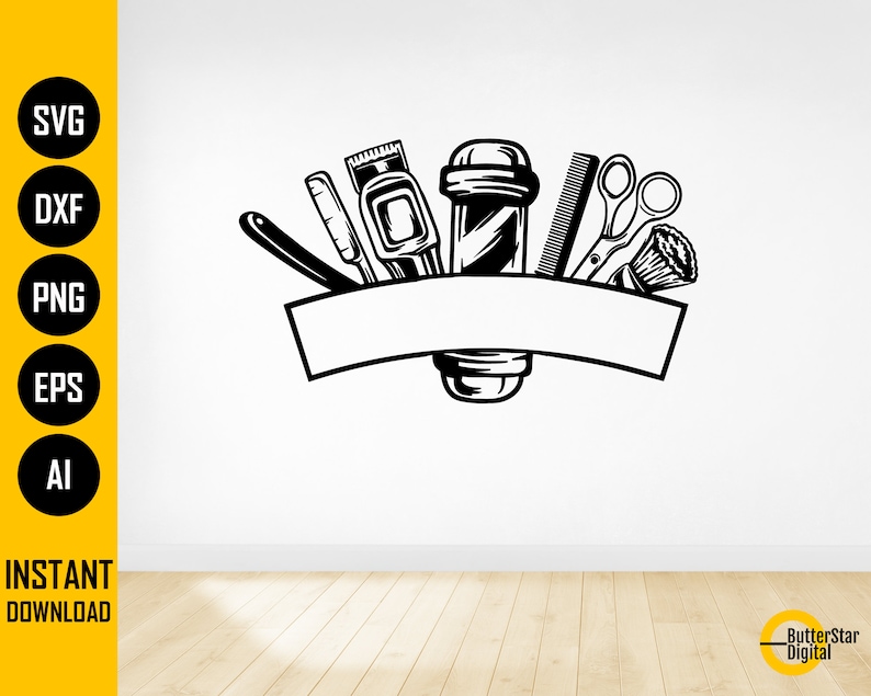 Barbershop Monogram SVG Barber SVG Razor Blade Clippers - Etsy