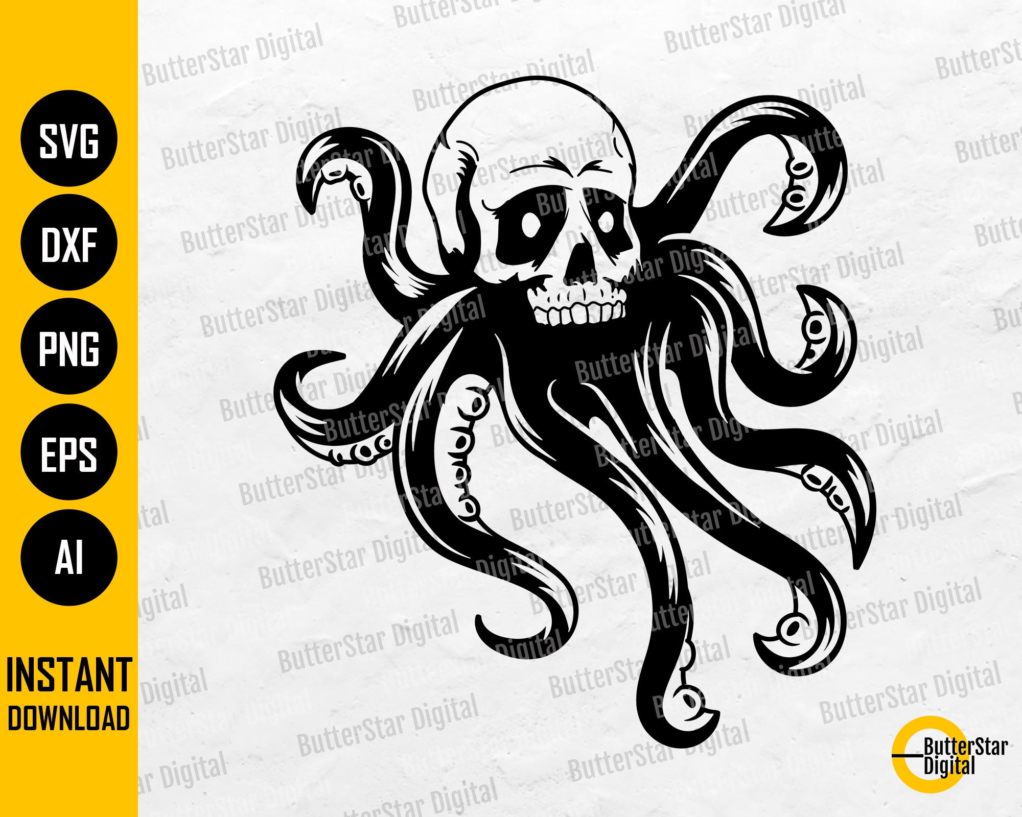 Tentacles Skull SVG Octopus SVG Ocean Sea Monster - Etsy