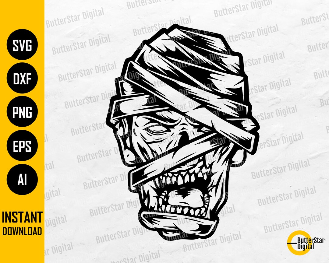 Mummy Head SVG | Horror Monster SVG | Halloween T-shirt Decal Vinyl ...