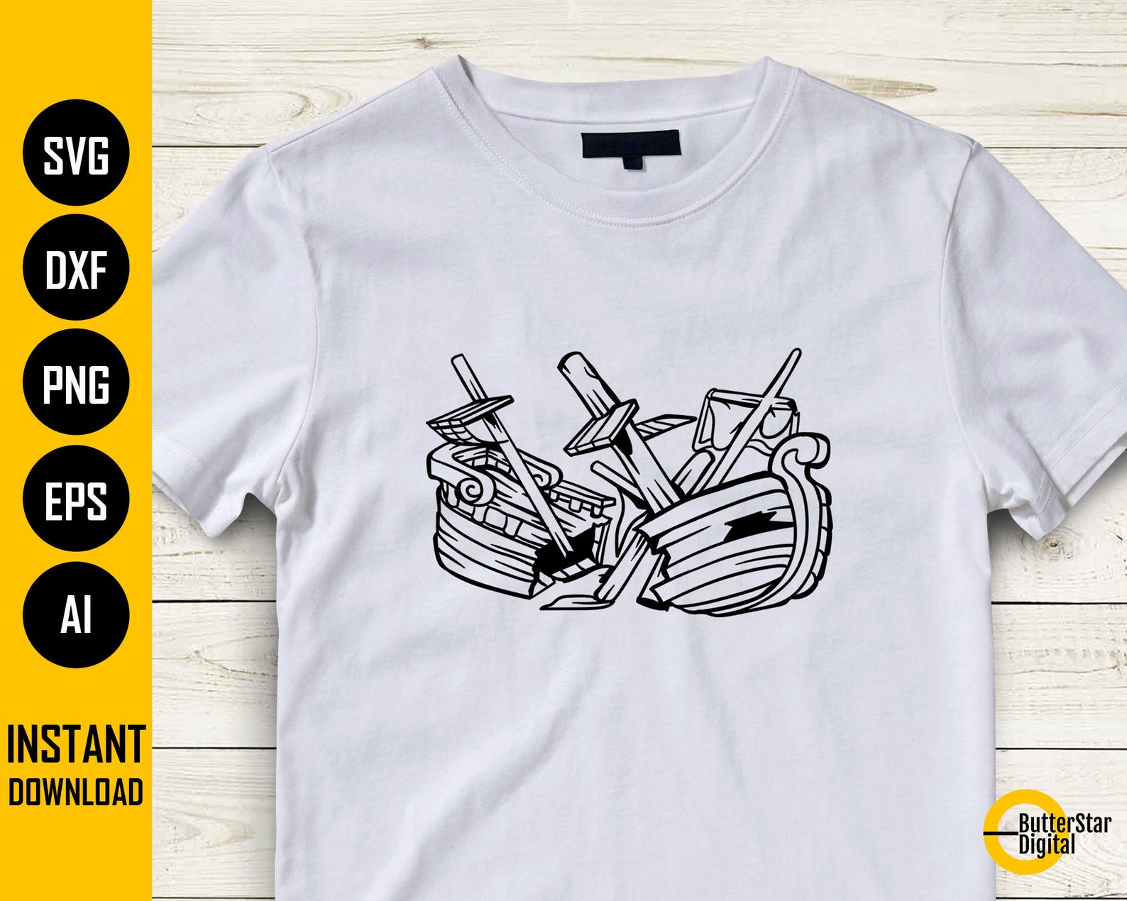 Shipwreck SVG Pirate SVG Diving Decals Illustration - Etsy UK