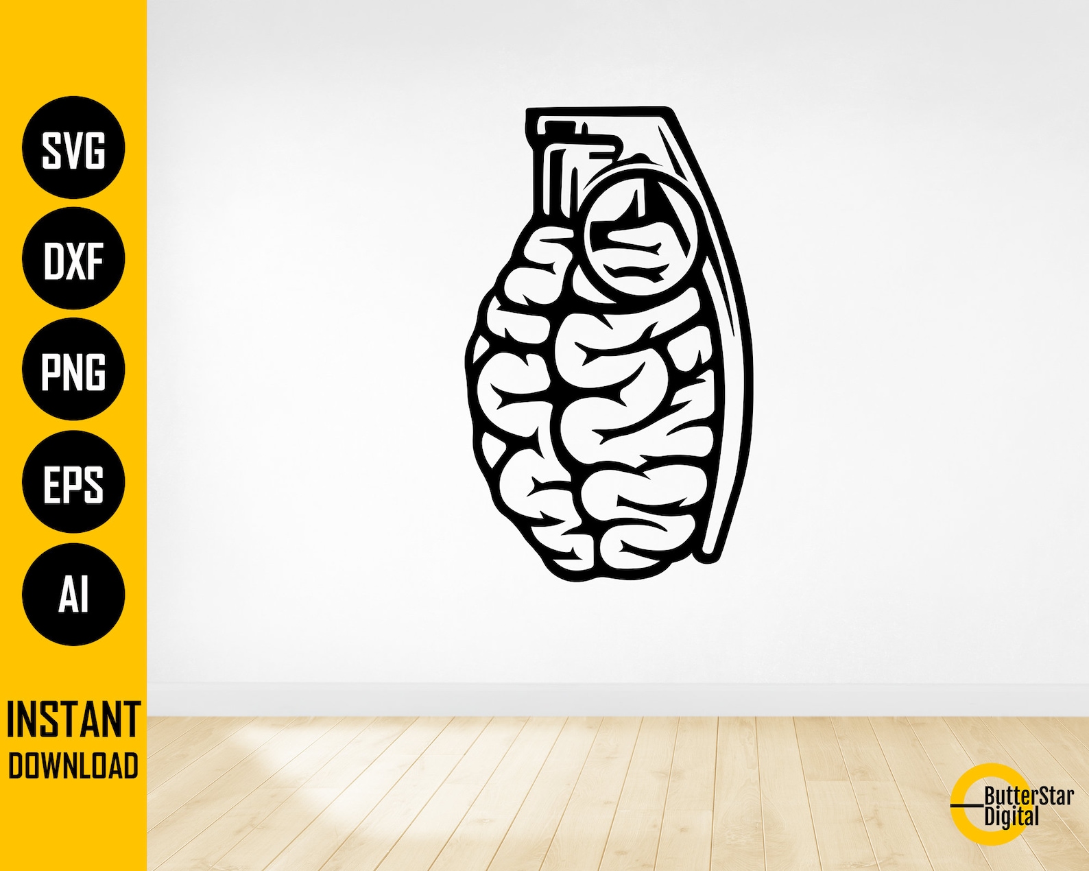 Brain Grenade SVG | Mind SVG | Intellect Intelligent Smart Focus Idea ...