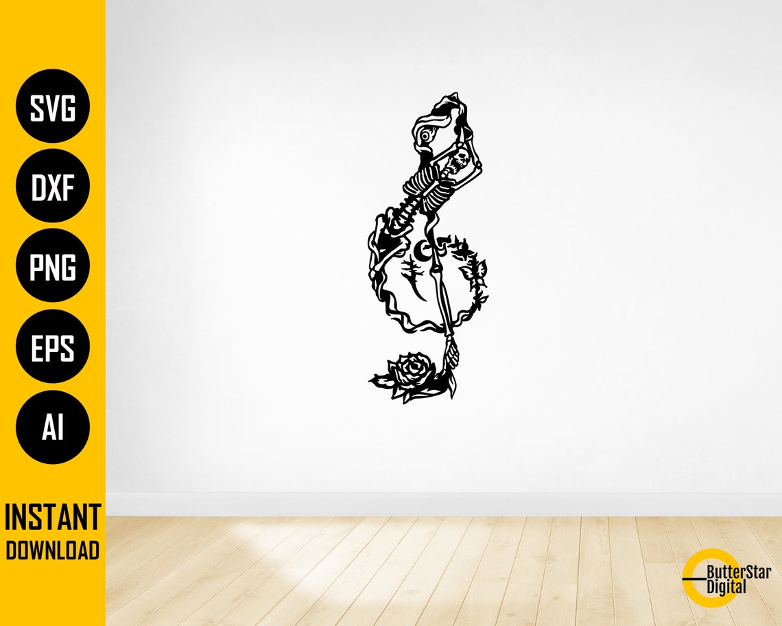 Skeleton Music Note SVG Gothic G Clef SVG Classical - Etsy