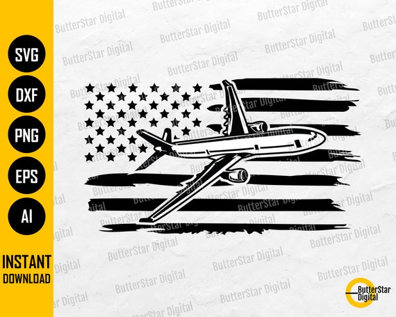 American Airplane SVG USA Flag Aircraft T-shirt Decals Gift | Etsy