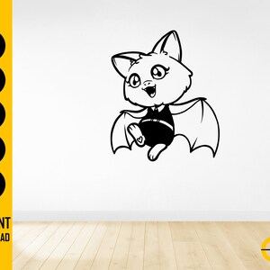 Cute Vampire Bat SVG | Kids Halloween T-shirt Decal Sticker Graphics ...