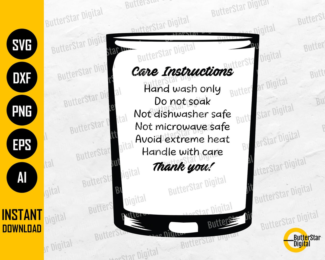 Glass Care Card SVG | Printable Tag | Maintenance Instructions Cricut ...