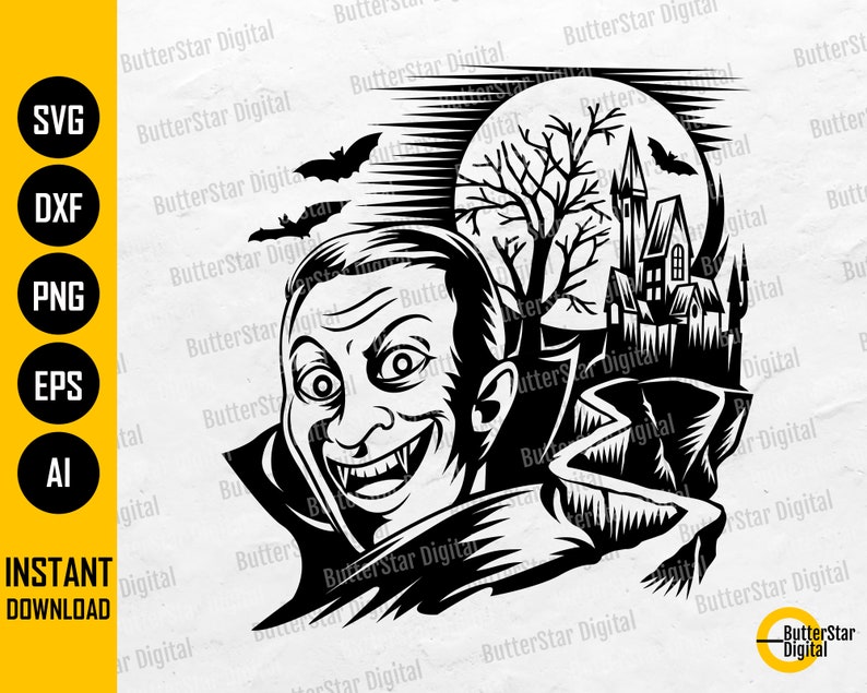 Vampire Scene SVG | Horror SVG | Halloween Decal Wall Art T-shirt ...