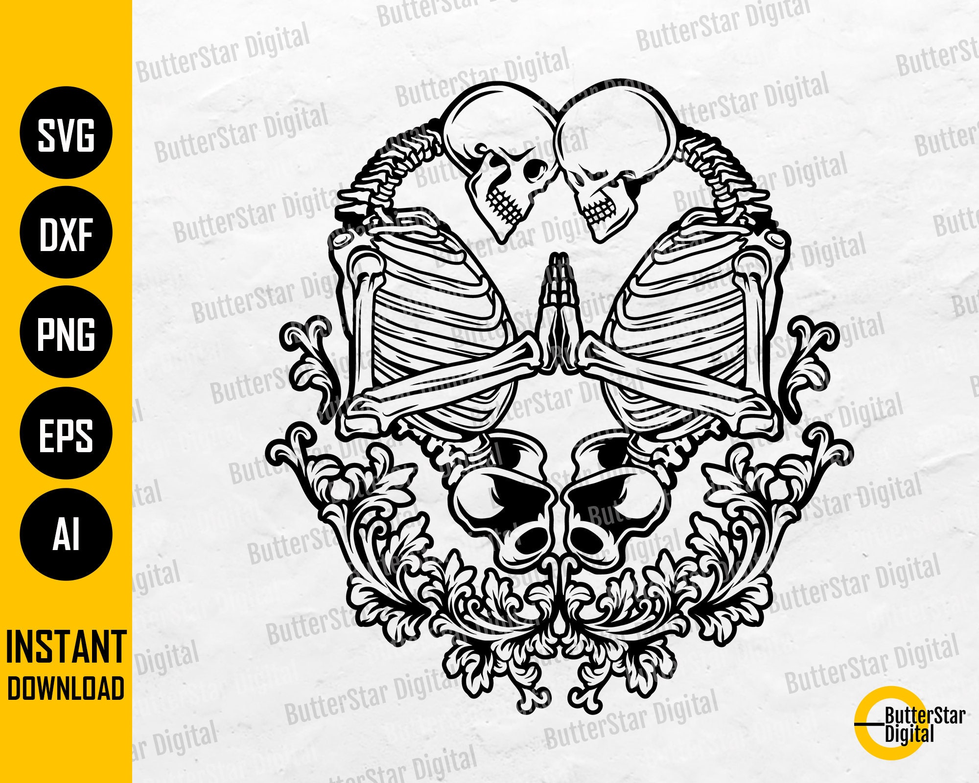 Skeleton Lovers Heart SVG | Dead Love SVG | Gothic Decal T-shirt ...