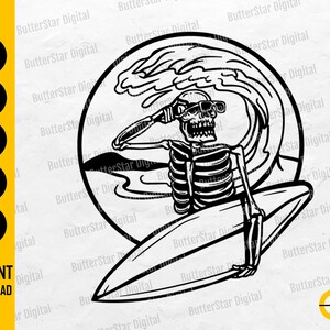 Skeleton Surfer SVG | Beach SVG | Tropical SVG | Swell Waves Surf Sun ...