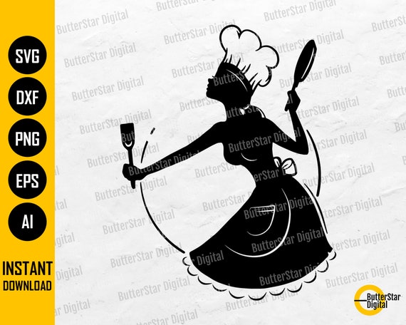 Girl Cook SVG Woman Chef SVG Cooking SVG Kitchen Logo | Etsy