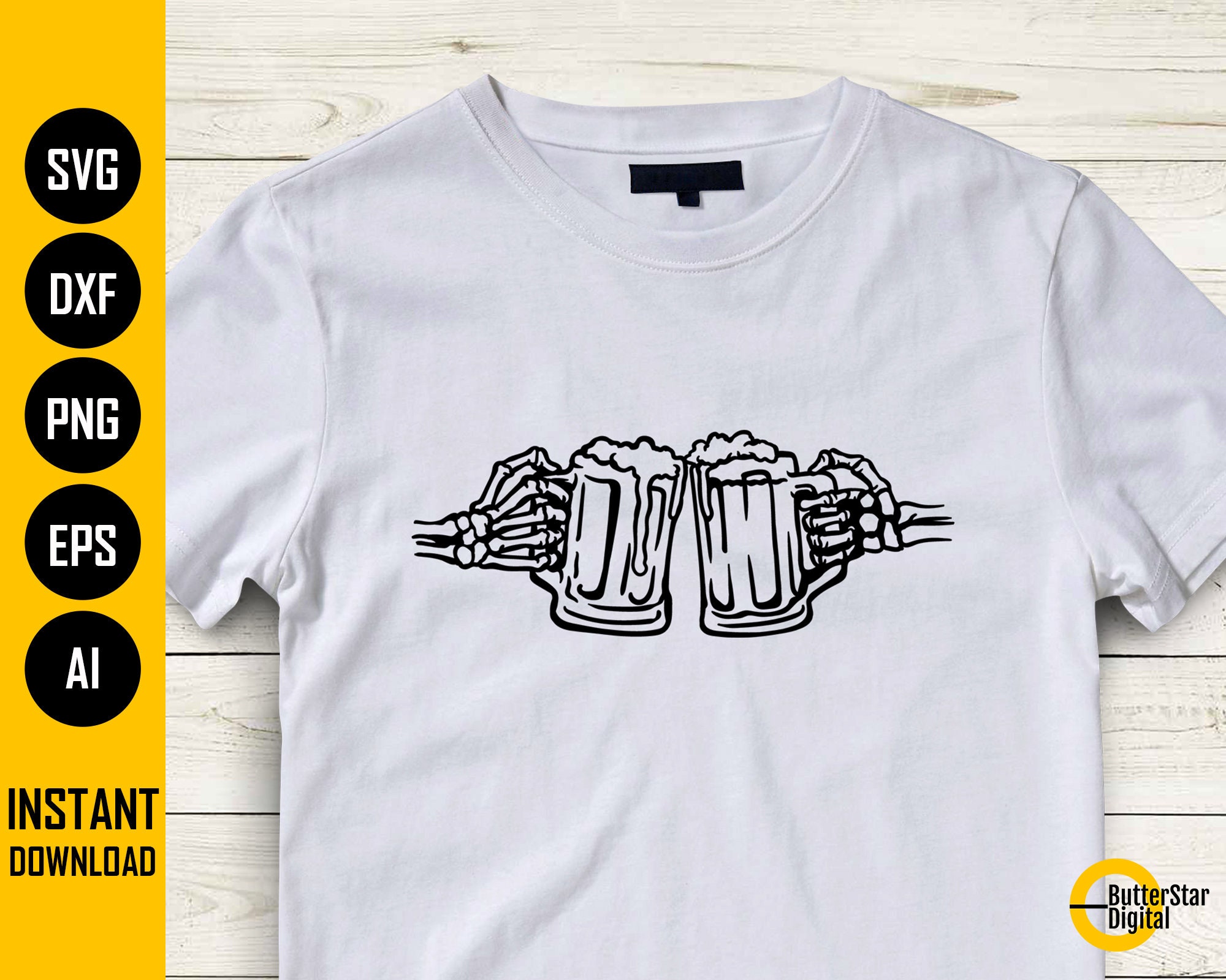 Skeleton Cheers SVG | Toast SVG | Salud SVG | Beer T-shirt Decal ...