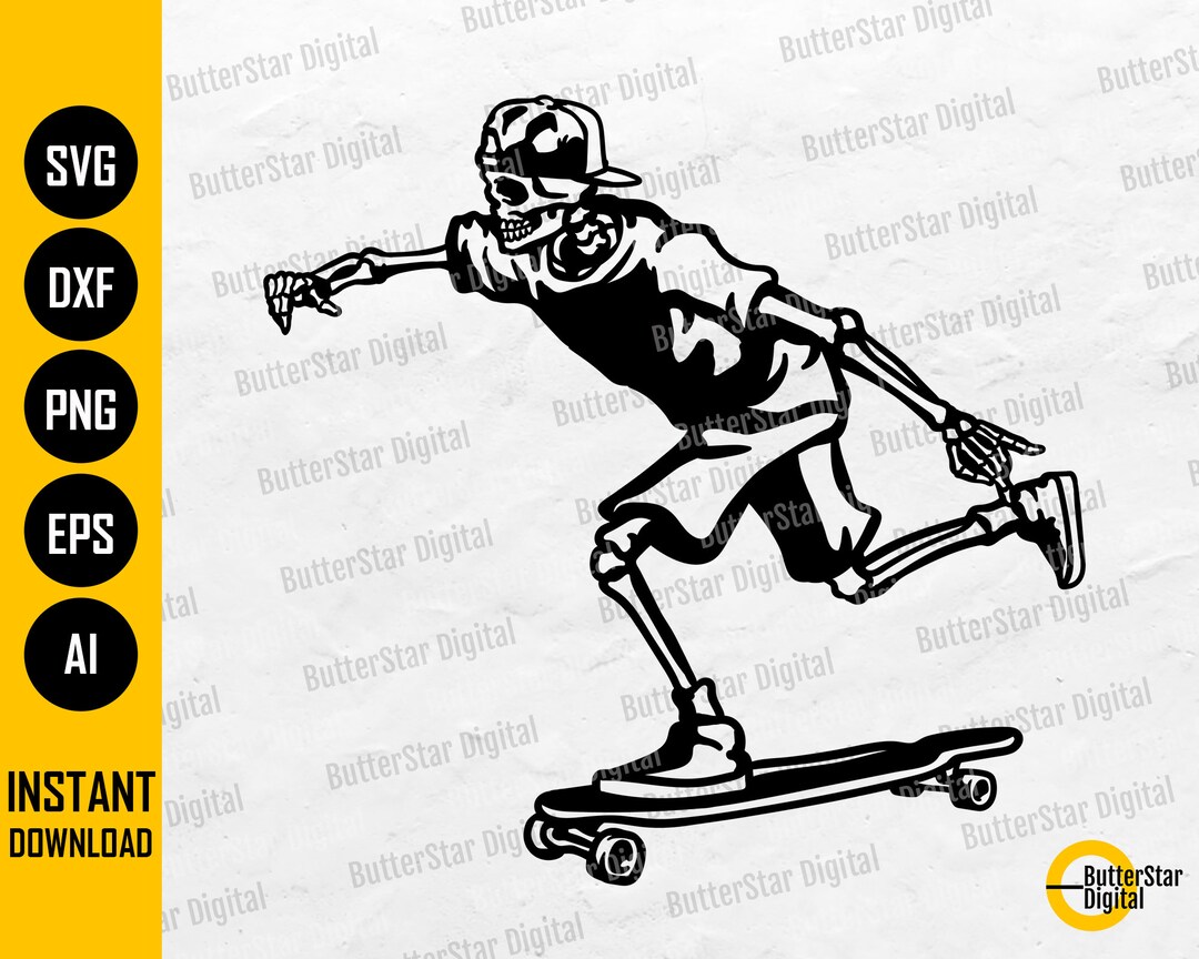 Longboarding Skeleton SVG Pain Injury Fast Travel Road Speed Ride Push ...