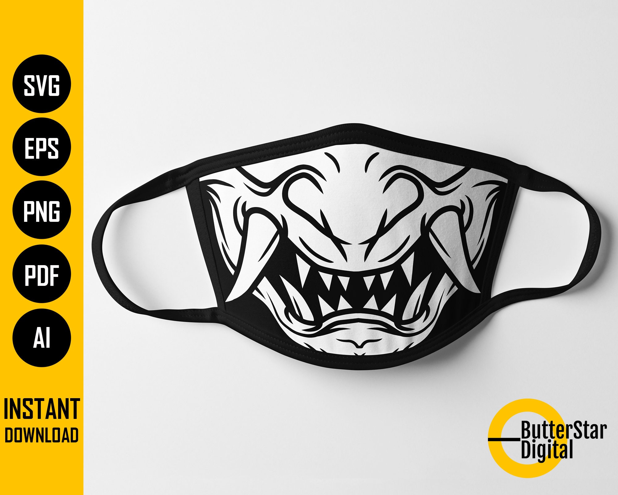 Fangs BUNDLE Face Mask SVG Scary Horrifying Teeth Facemask | Etsy