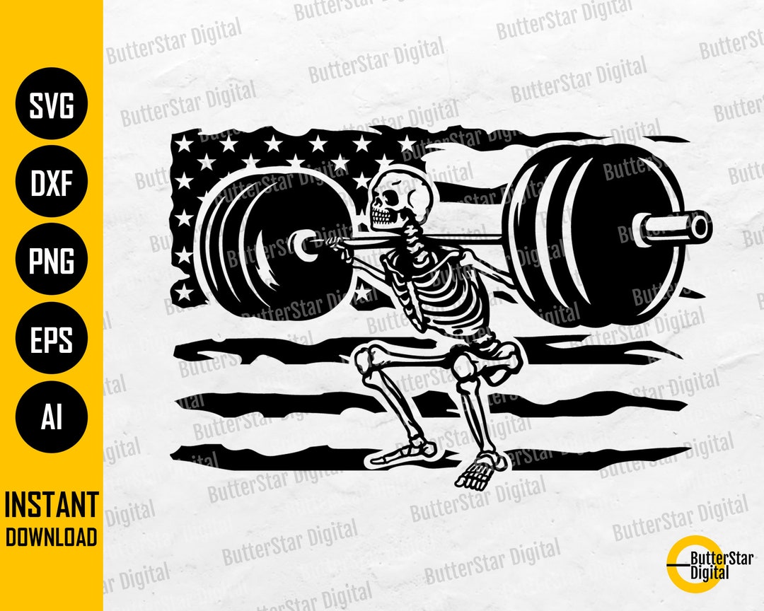 US Skeleton Doing Squats SVG | American Weightlifter SVG ...